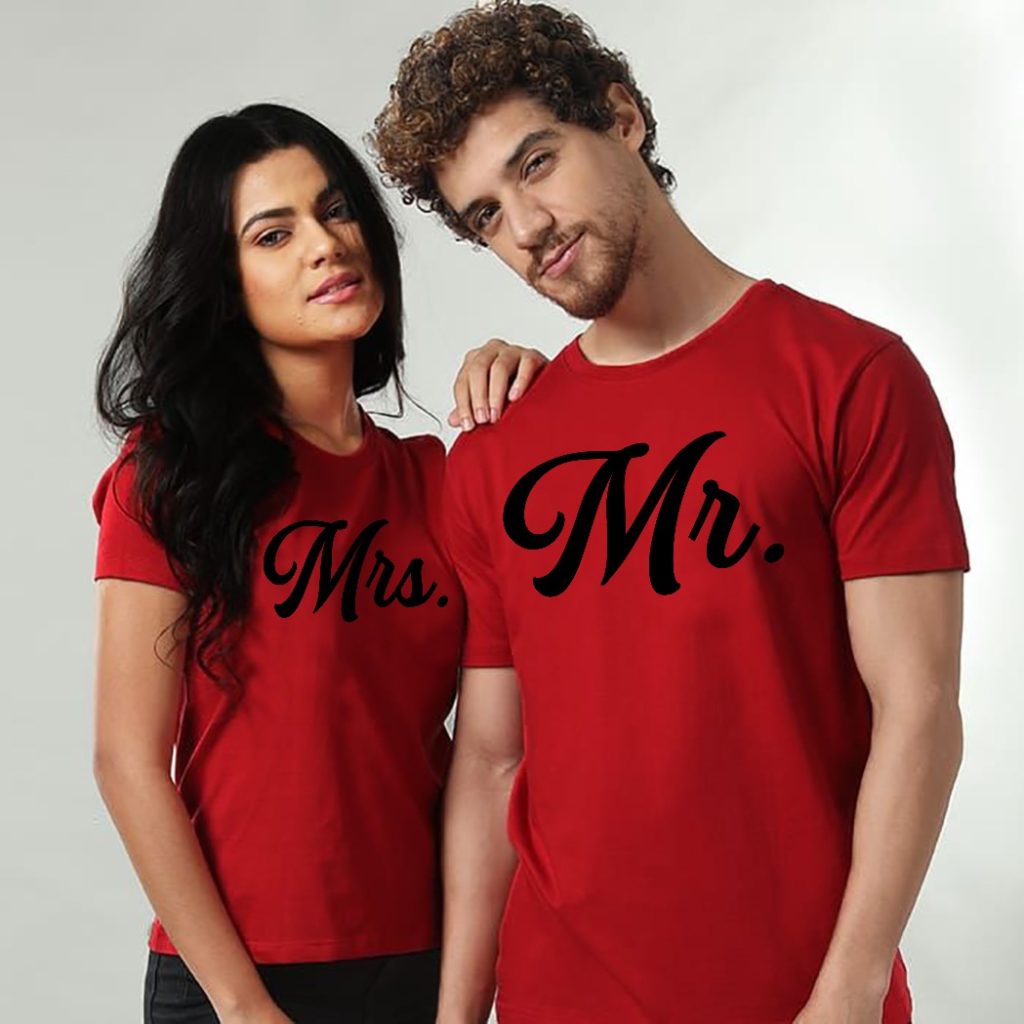 Couple tshirts red color - HoMafy