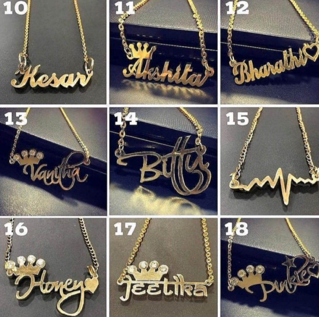 Gold Plated Name Pendant – All Designs – HoMafy
