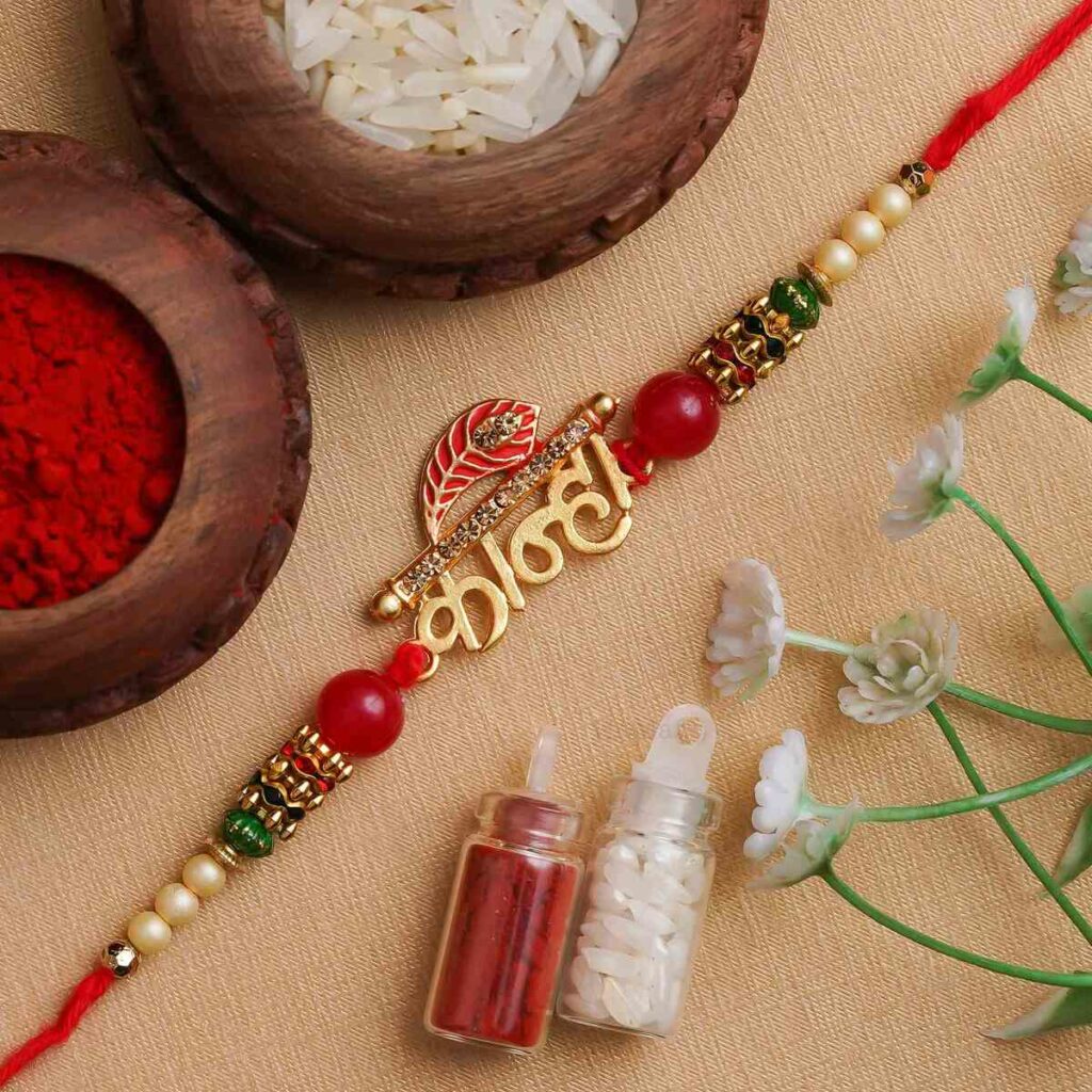 Krishna Rakhi Combo Set – Kanha Bansuri Rakhi & Morpankh Krishna Rakhi ...