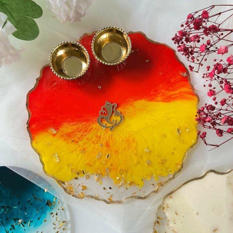 Resin Rakhi Pooja Thali | Handmade Resin Plates | Rakhi Platter | Rakhi ...