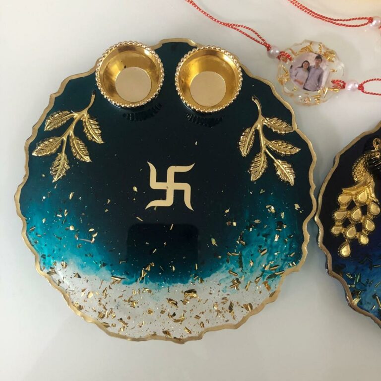 Resin Rakhi Pooja Thali | Handmade Resin Plates | Rakhi Platter | Rakhi ...