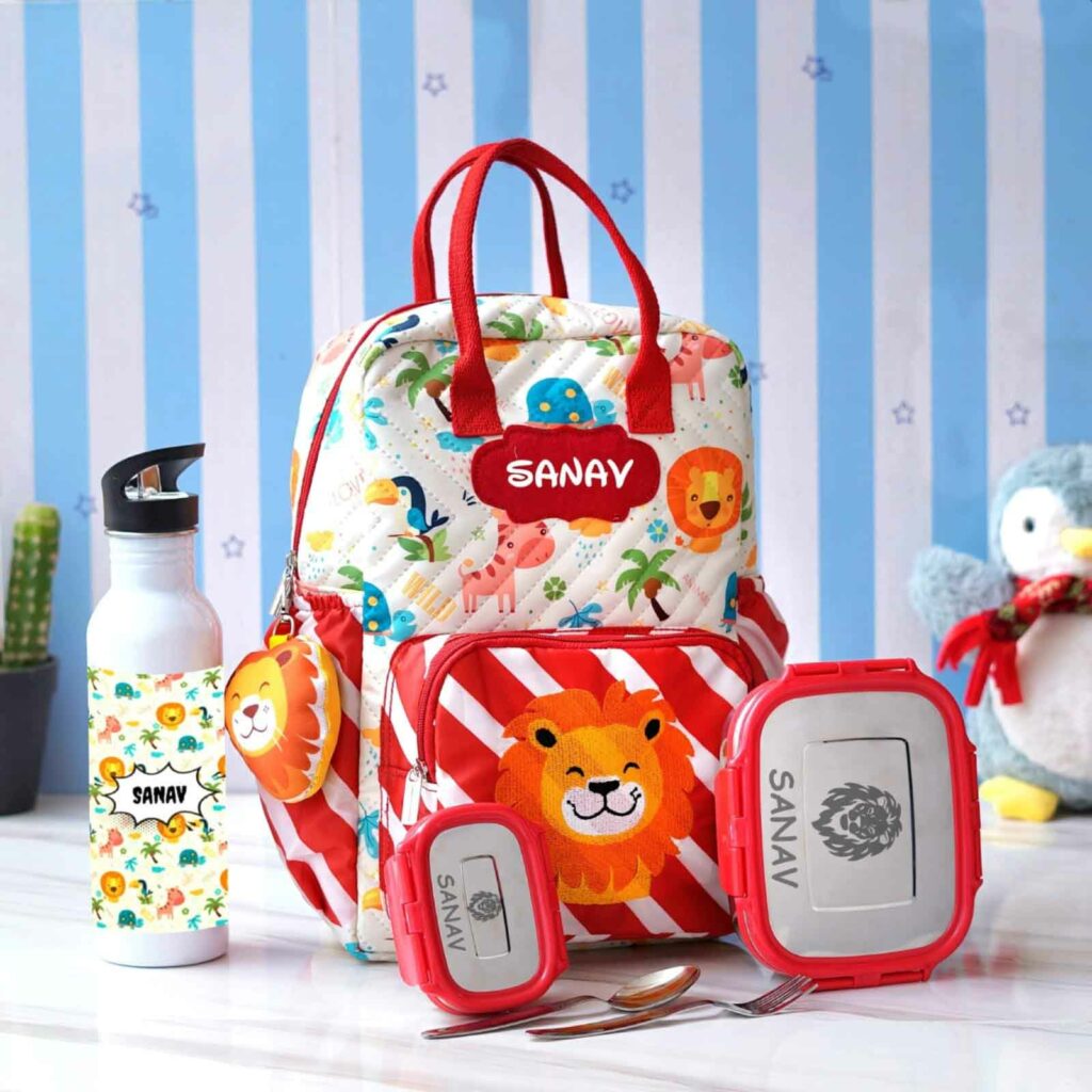Kid's Personalized School Kit | Lunch Box, Sipper | School Bag Combo