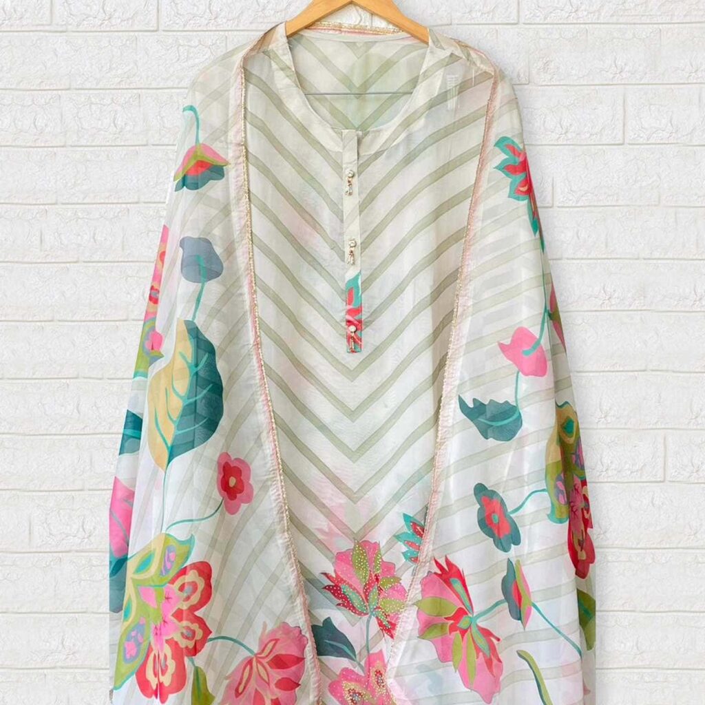 Organza Silk Multicolor Semi-Stitched Suit – HoMafy