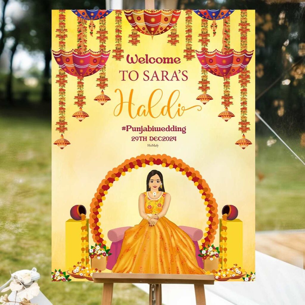 Welcome Board For Haldi Ceremony | Wedding Sign Board - Homafy